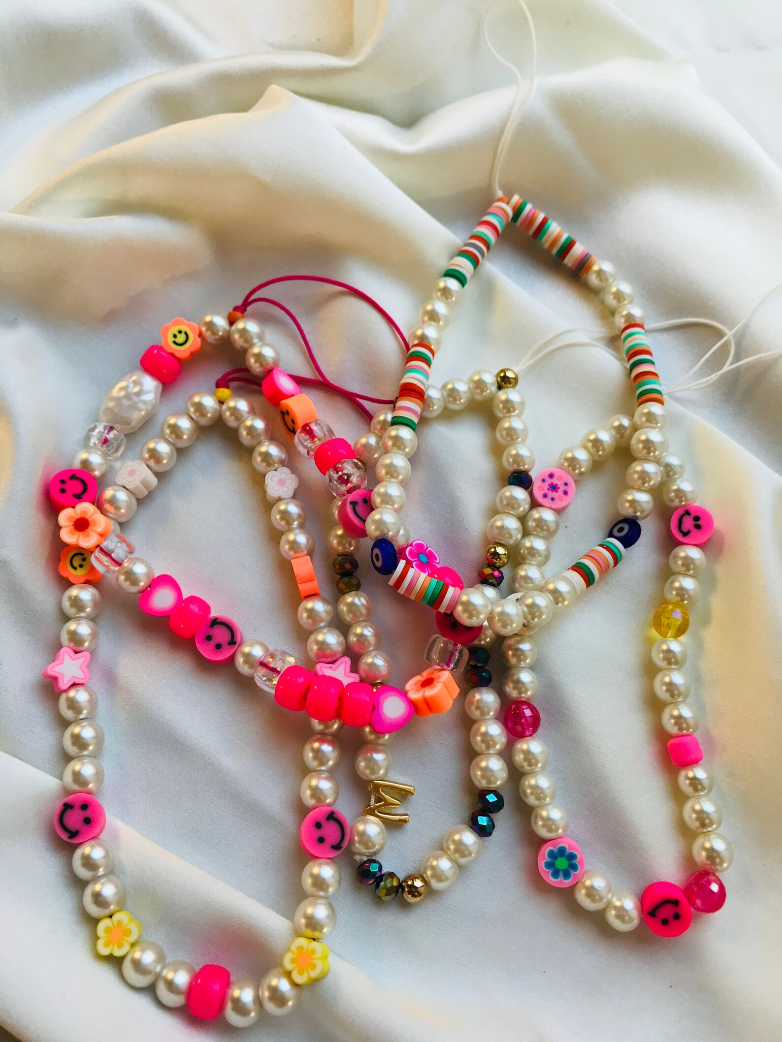 Beaded Phone Charm Strap Pearl Custom beaded Phone Chain | Etsy