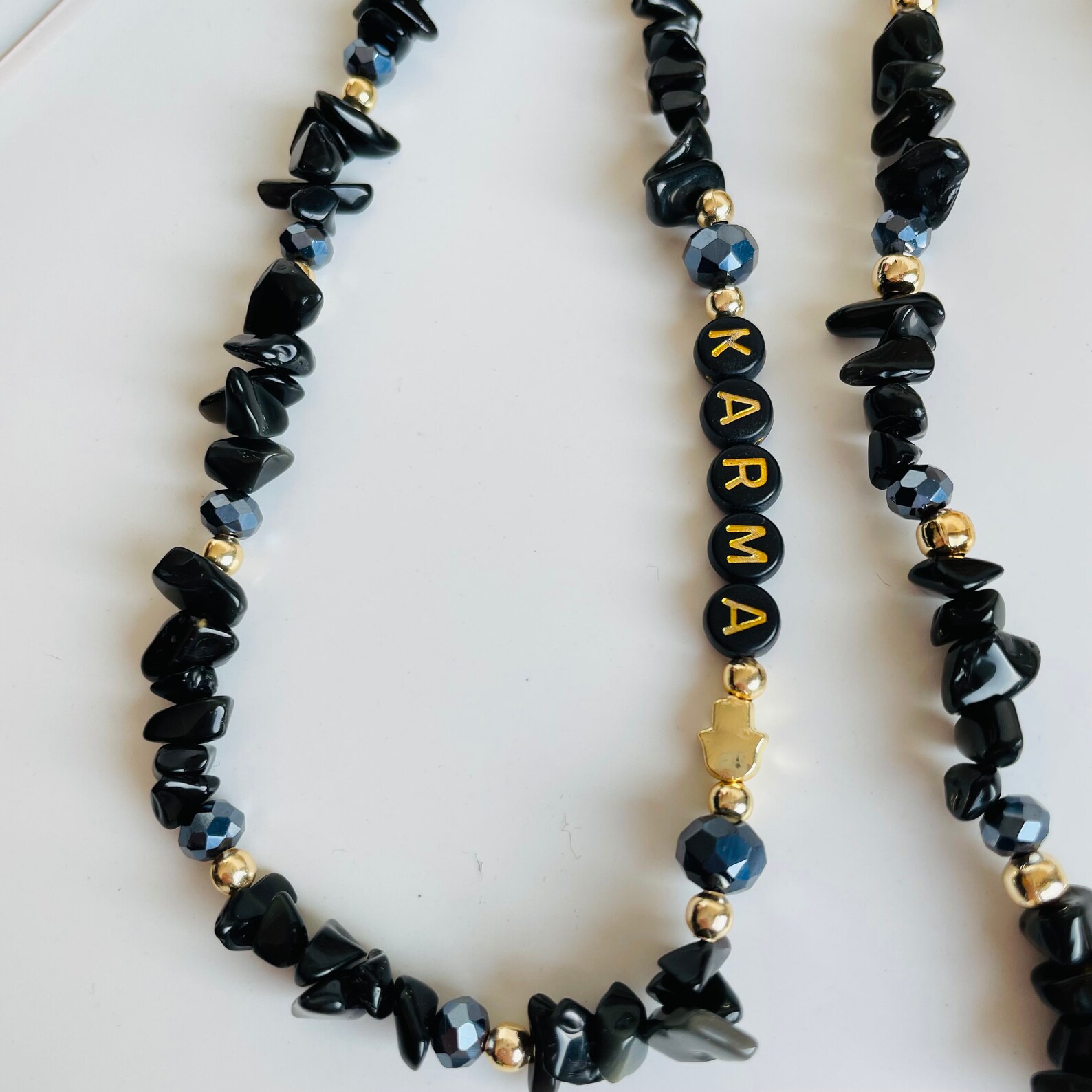 Black Phone Charm Strap, Minimal Beaded Phone Strap, Obsidian Style ...