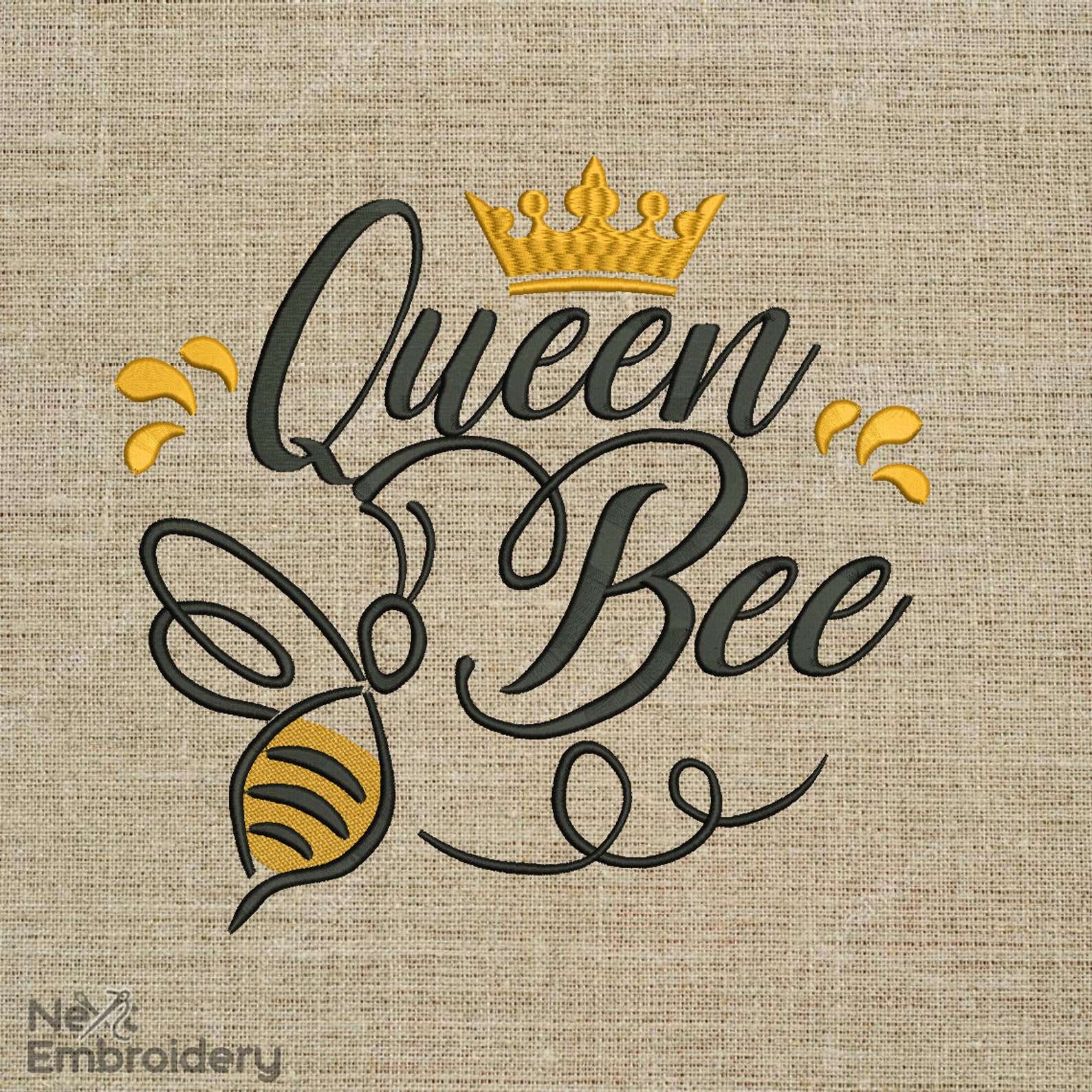 Queen Bee Embroidery Design, Machine Embroidery File, Instant Download ...