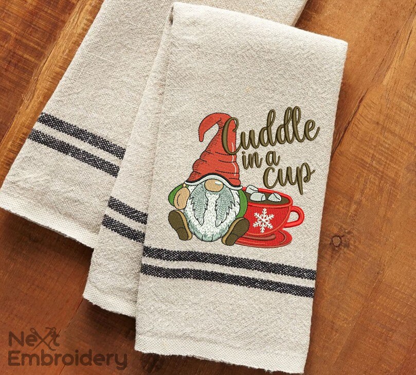 Hot Chocolate Gnome Embroidery Design Cuddle in a Cup - Etsy