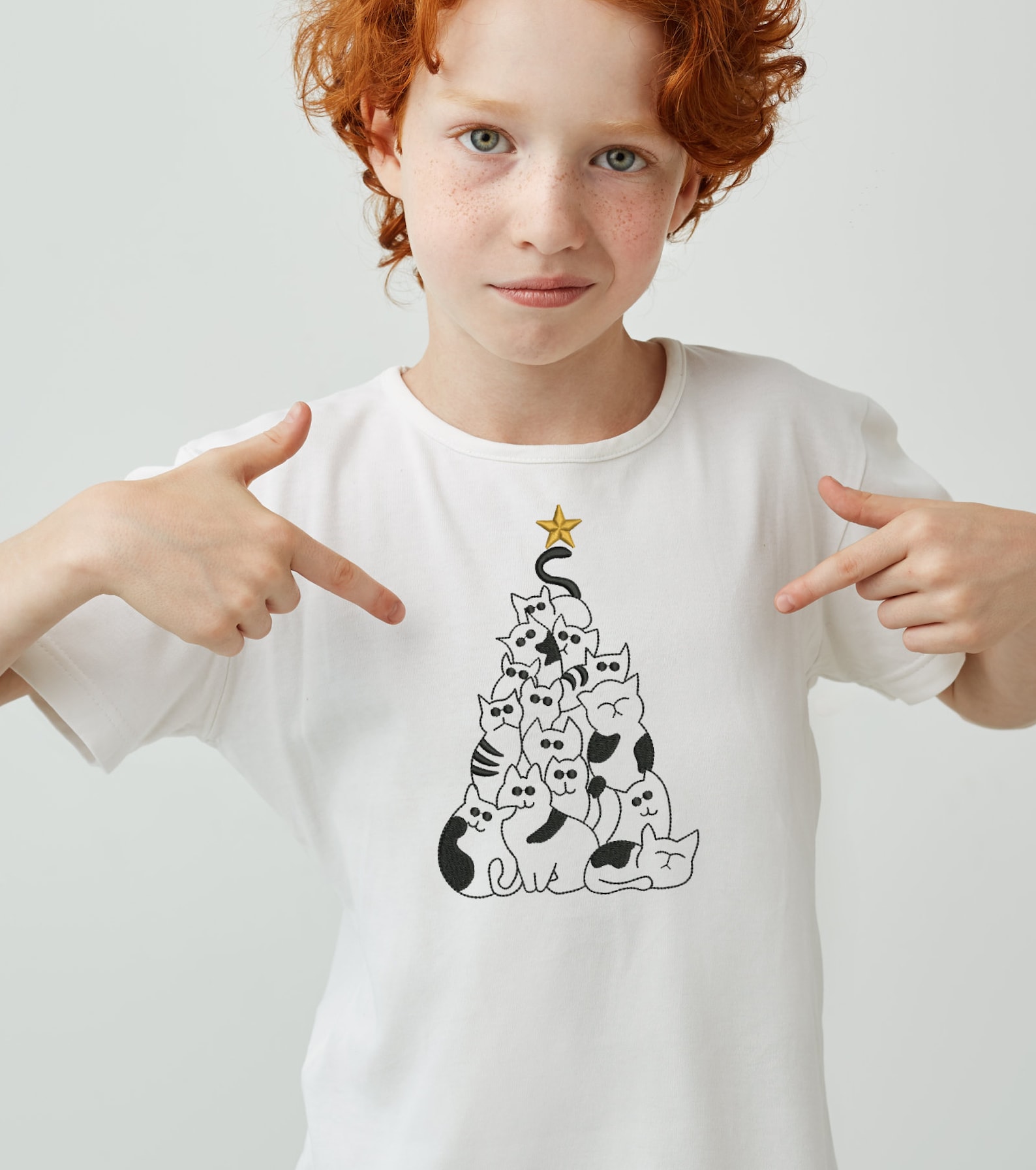 Meow Christmas Tree Embroidery Designs, Happy Cat Embroidery Designs ...