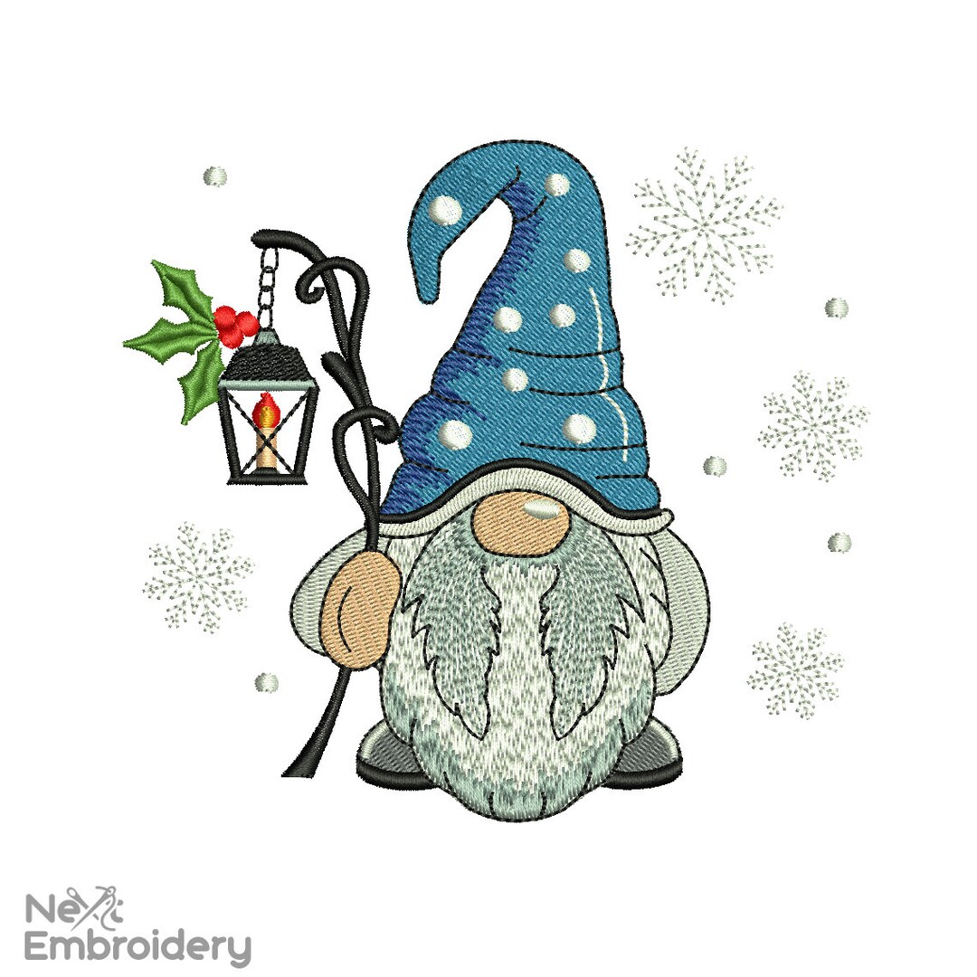 Christmas Gnome With Lantern Embroidery Designs, Christmas Decor ...