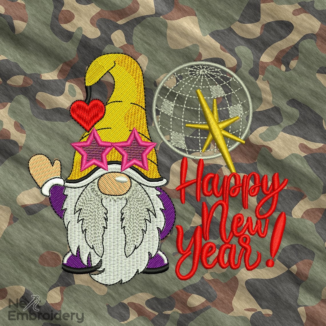 Happy New Year Gnome Embroidery Designs Christmas Machine - Etsy