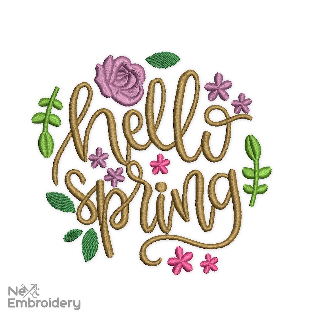 Hello Spring Embroidery Design. Instant Downlad - Etsy