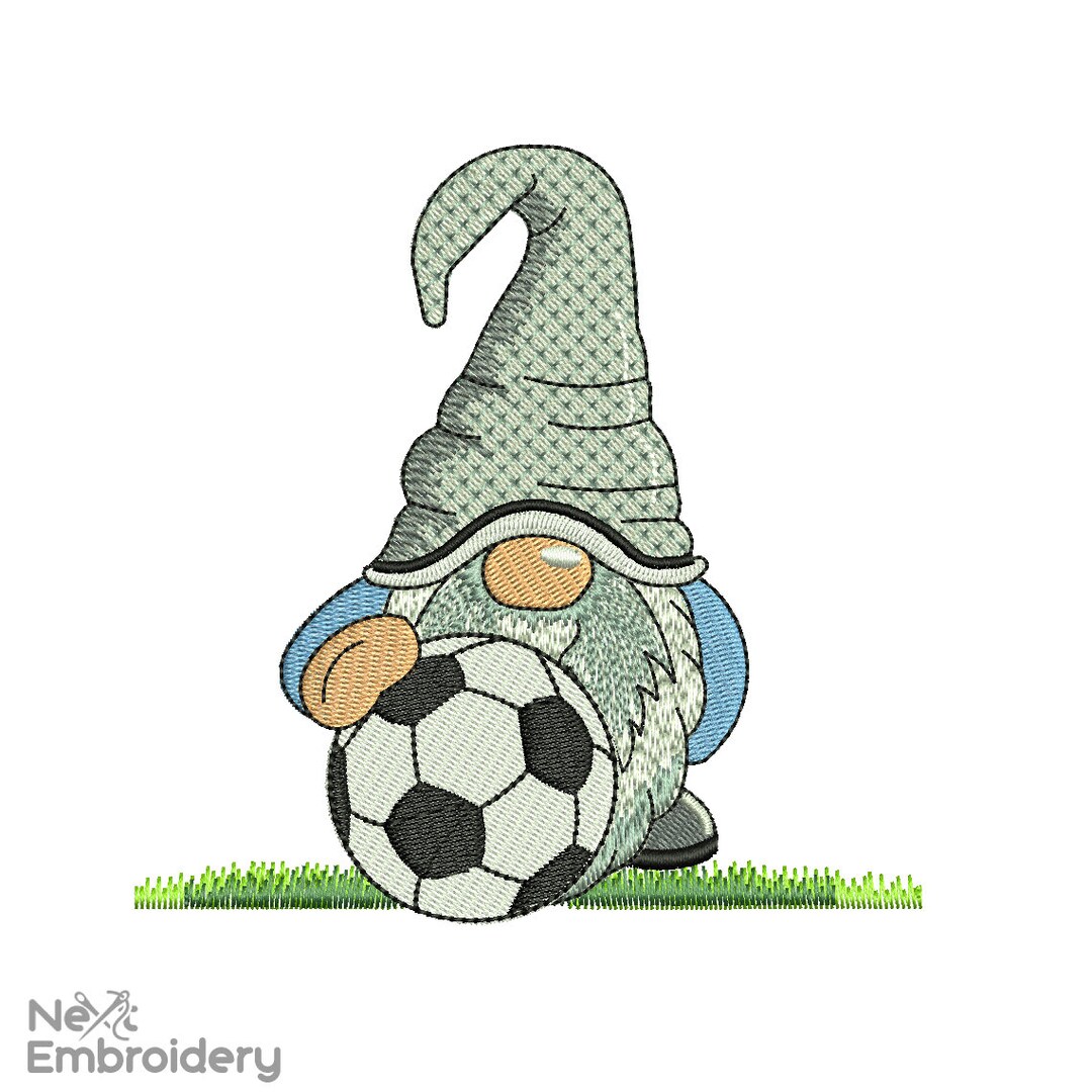 Soccer Gnome Embroidery Design, Football Sport Embroidery Designs ...
