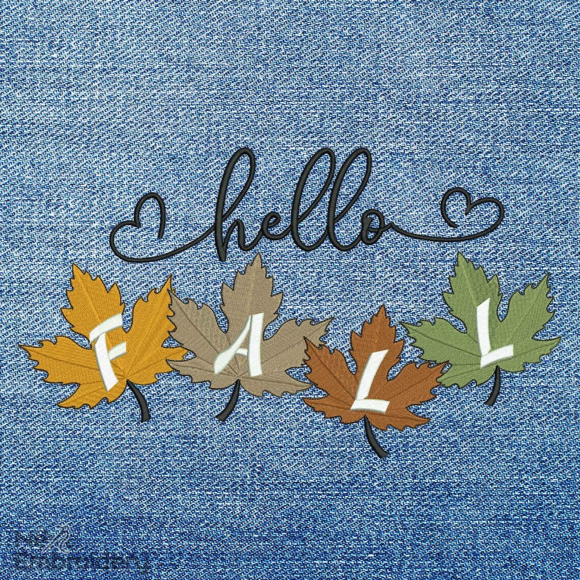 Hello Fall Embroidery Design Autumn Thanksgiving Embroidery - Etsy