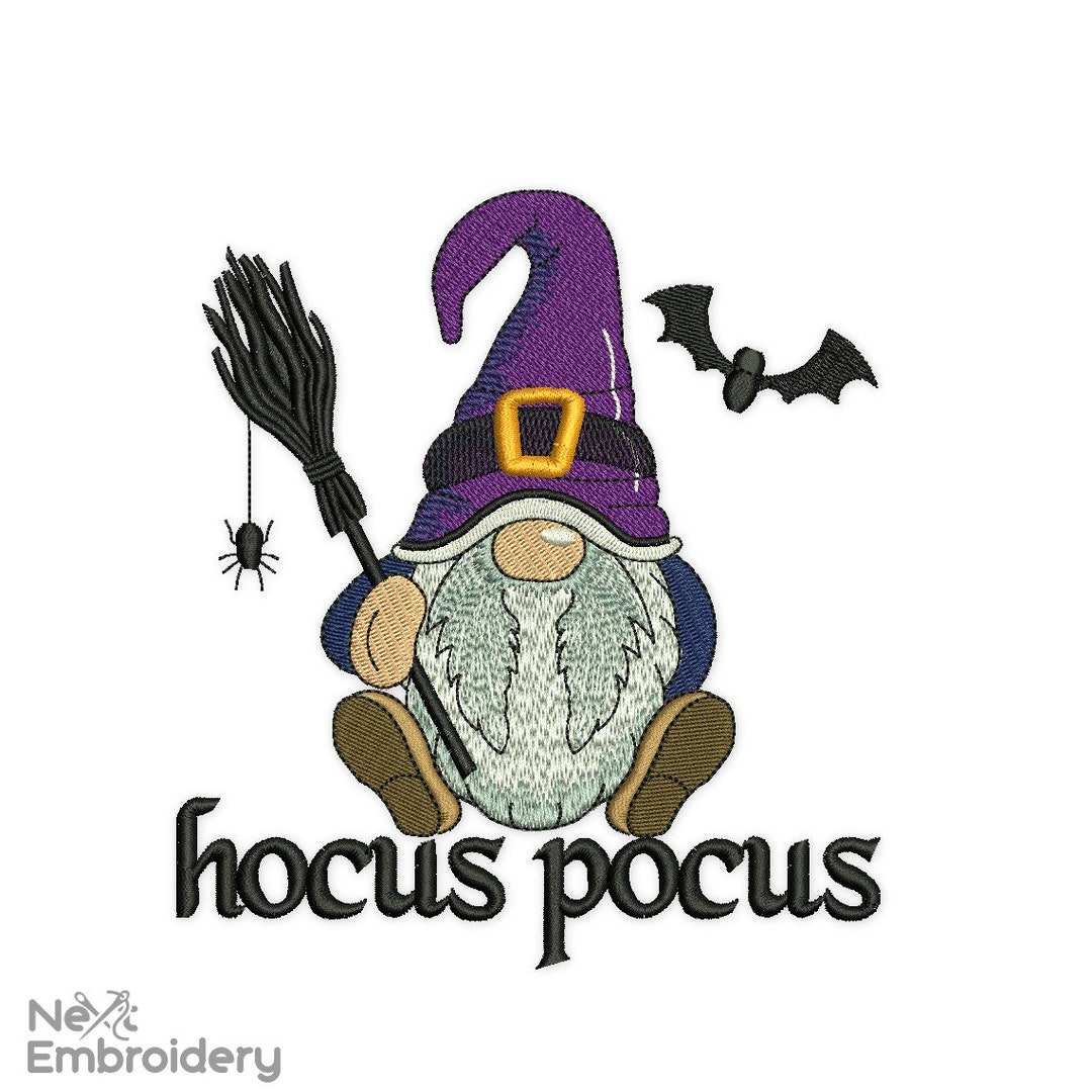 Hocus Pocus Gnome Embroidery Design, Halloween Embroidery Design ...