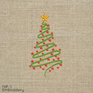 Christmas Tree Embroidery Design, Holiday Machine Embroidery, Merry ...