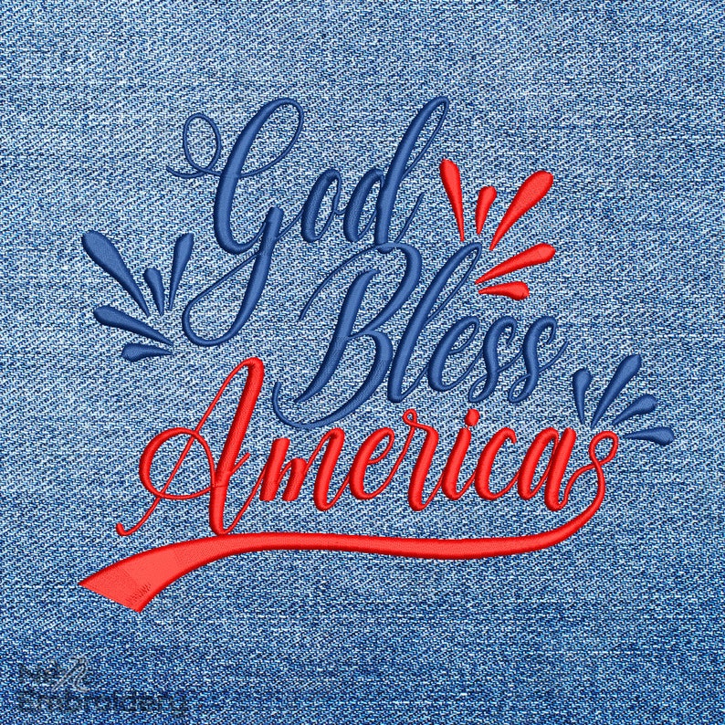 God Bless America Embroidery Designs Usa Patritic Embroidery Etsy