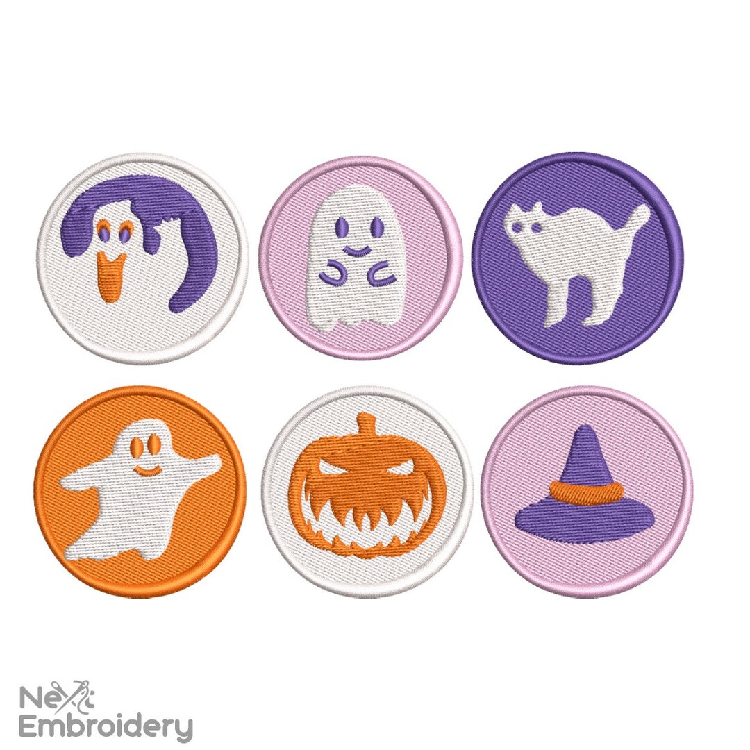 Halloween Cookies Boo Embroidery Design. Halloween Spooky Cat Pumpkin ...