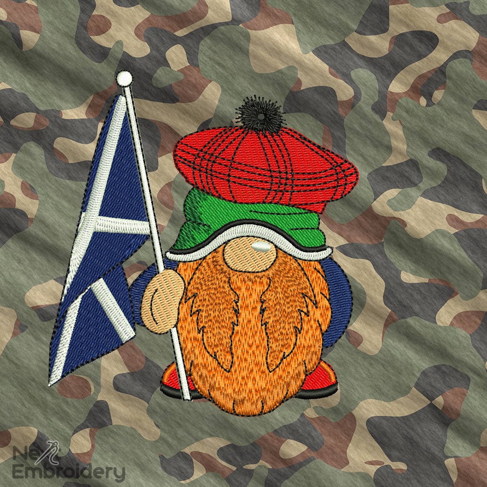 Scottish Gnome Embroidery Design, Scotland Embroidery, St Andrew's Day ...