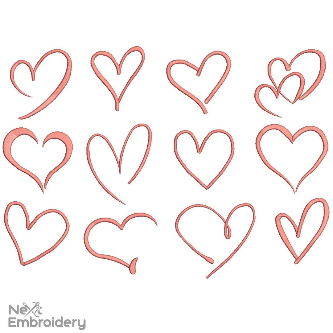 Small Hearts Bundle Machine Embroidery Designs, 12 Designs, 57 Files ...