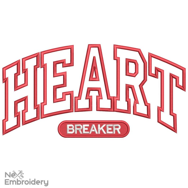 Heart Breaker Embroidery Design, Festive Pink Machine Embroidery File ...