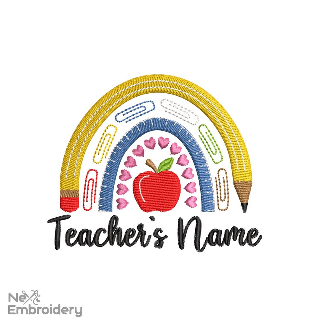 Split Teacher Embroidery Design, Back to School Machine Embroidery File ...