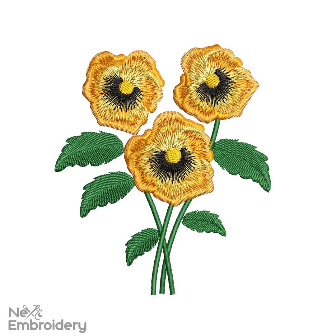 Pansy Flowers Embroidery Design. Instant Download - Etsy