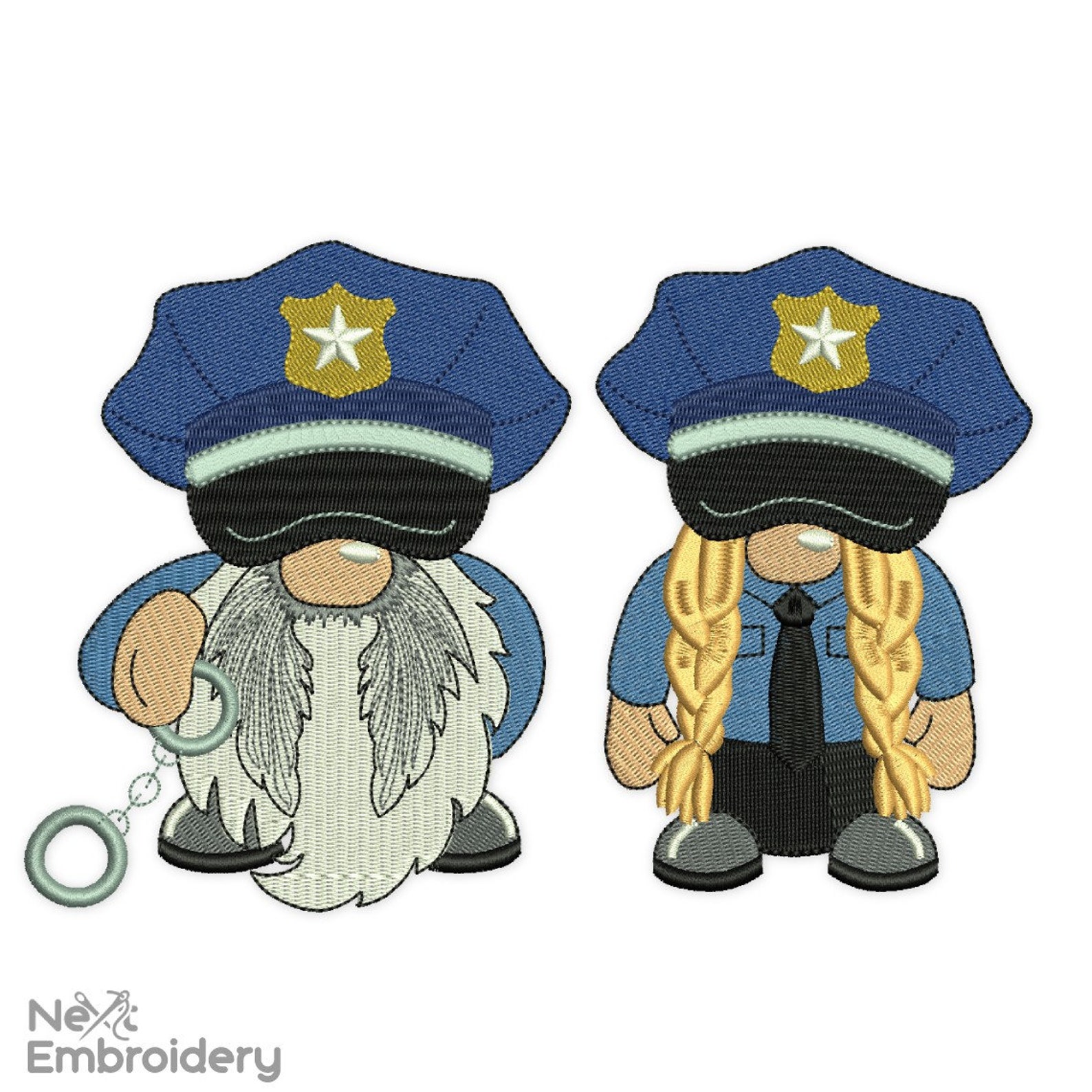 Police Gnomes Embroidery Design, Police Officer Machine Embroidery ...