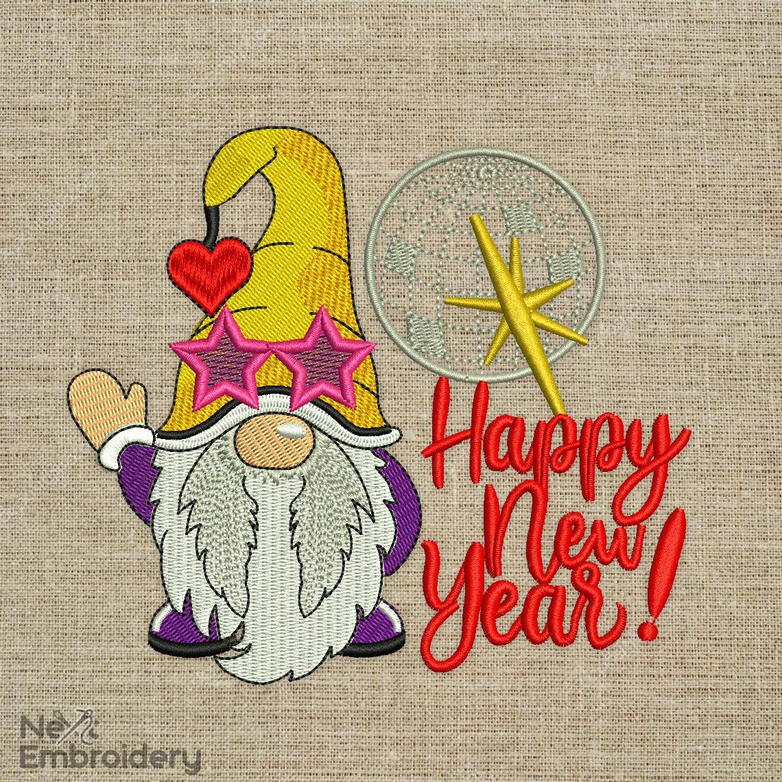 Happy New Year Gnome Embroidery Designs Christmas Machine | Etsy