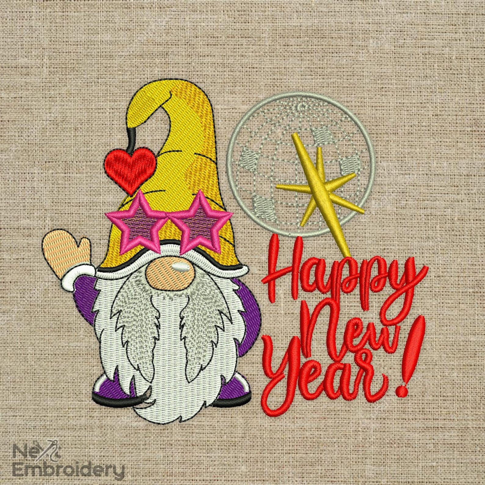 Happy New Year Gnome Embroidery Designs, Christmas Machine Embroidery ...