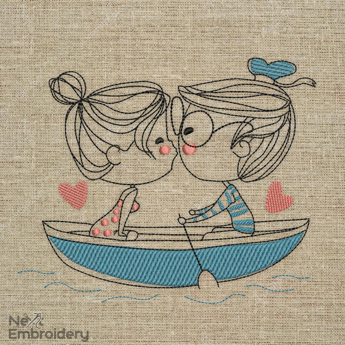 Couple in Love Embroidery Designs Valentine's Day - Etsy