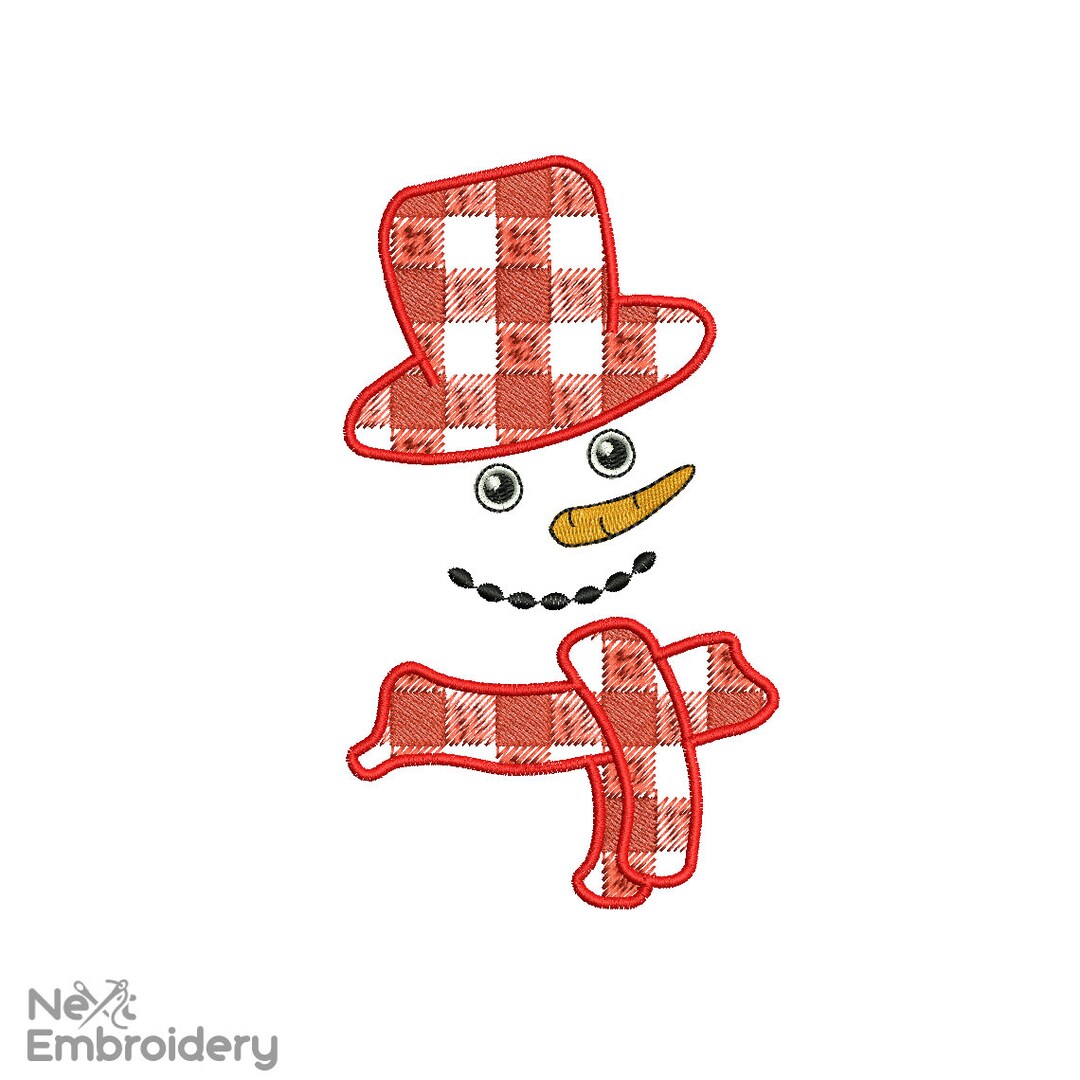 Buffalo Plaid Snowman Machine Embroidery Design, Holiday Embroidery ...