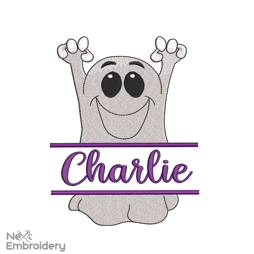 Split Ghost Halloween Embroidery Design. Spooky Season Embroidery ...