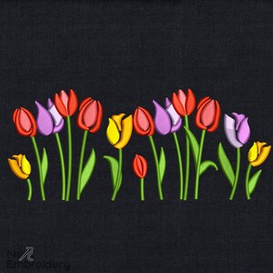 Tulips Embroidery Design, Wildflowers Garden Spring Embroidery Designs ...