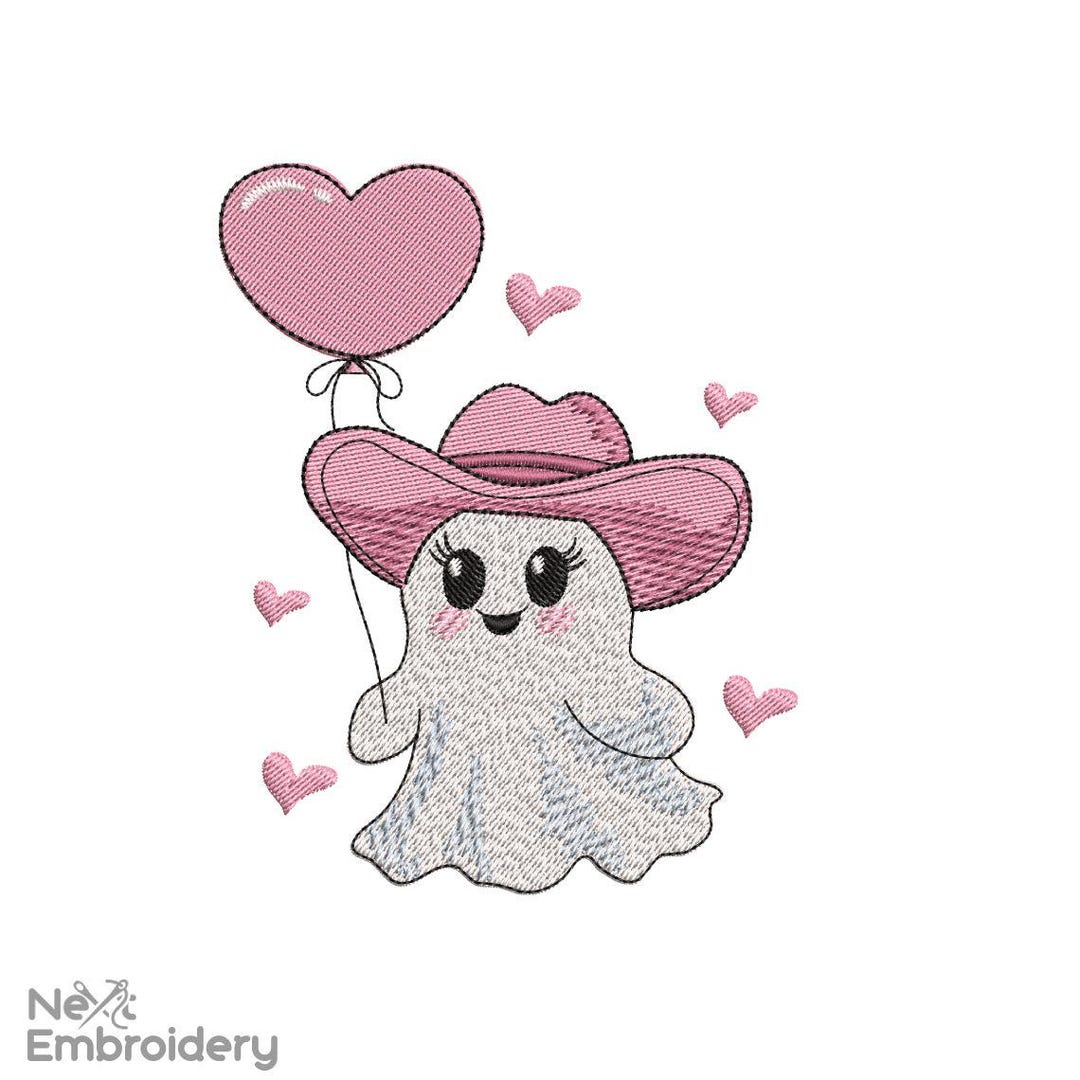 Howdy Valentine Ghost Embroidery Designs. Heart Love Cute Ghost ...