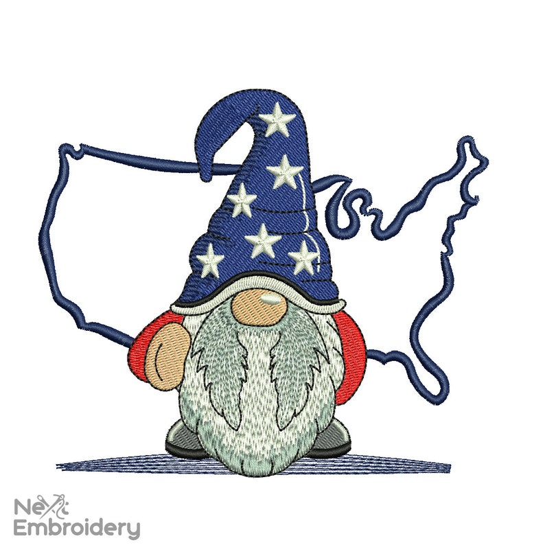 Patriot Gnome Embroidery Design Instant Download - Etsy