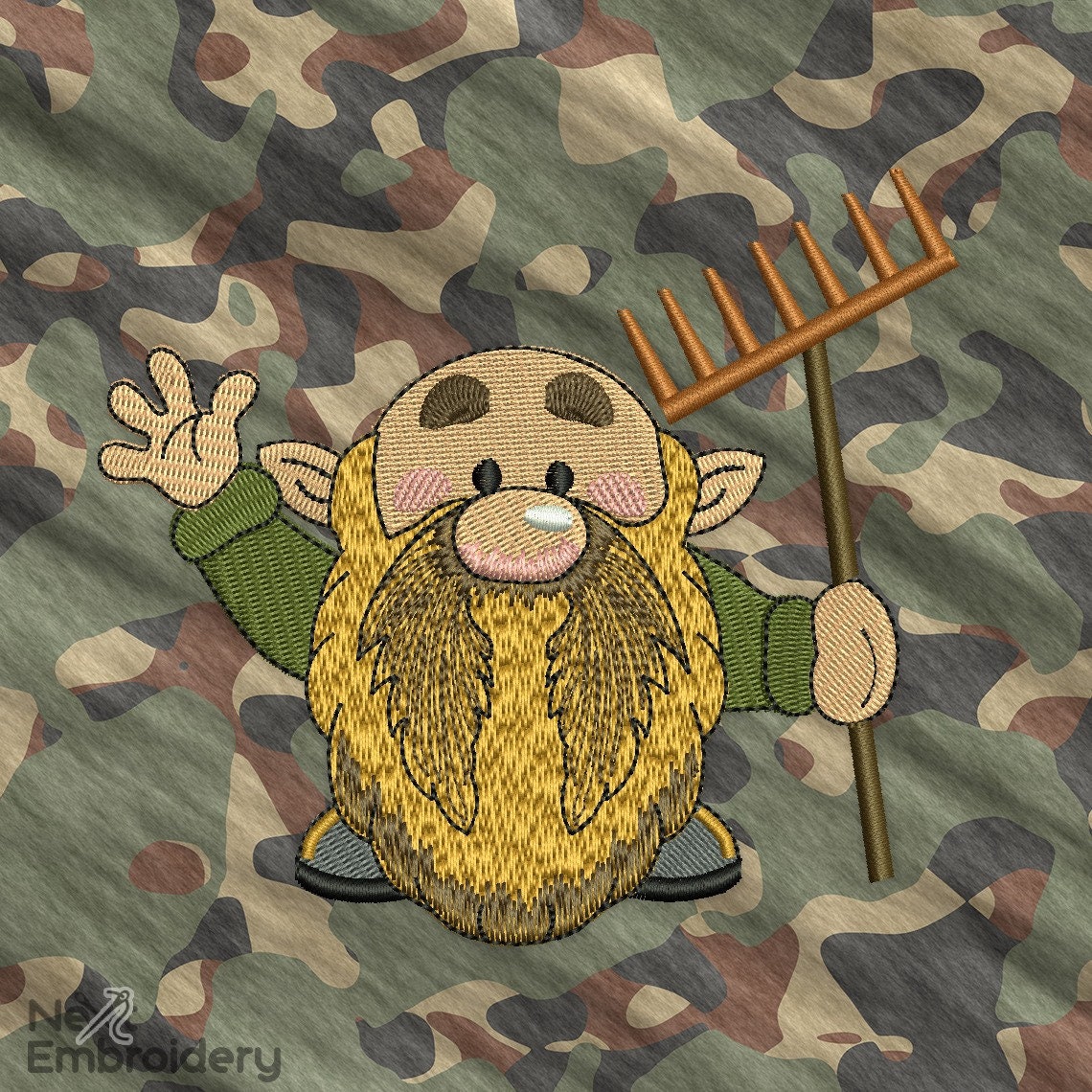 Garden Gnome Embroidery Design. Rake Embroidery Designs, Instant ...