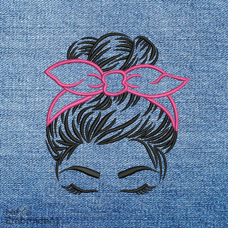 Messy Bun Embroidery Design, Mothers Day Embroidery File, Instant ...