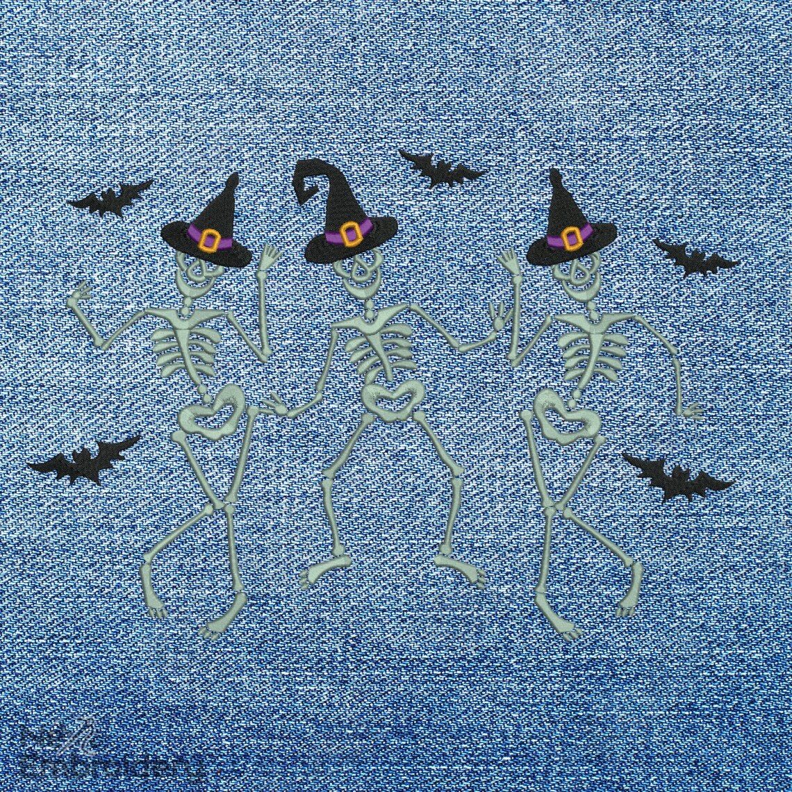 Dancing Skeletons Embroidery Design, Halloween Hat Skeleton Embroidery ...