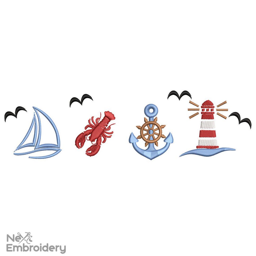 Coastal Embroidery Design, Nautical Summer Embroidery Design, Instant ...