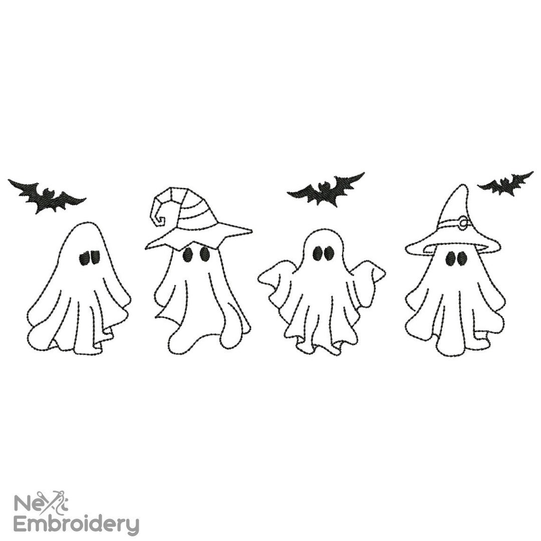 Halloween Ghosts Embroidery Designs. 3 Sizes. Instant Download - Etsy