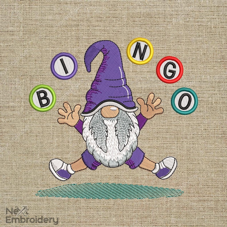 Bingo Gnome Embroidery Design, Bingo Player Embroidery Designs - Etsy