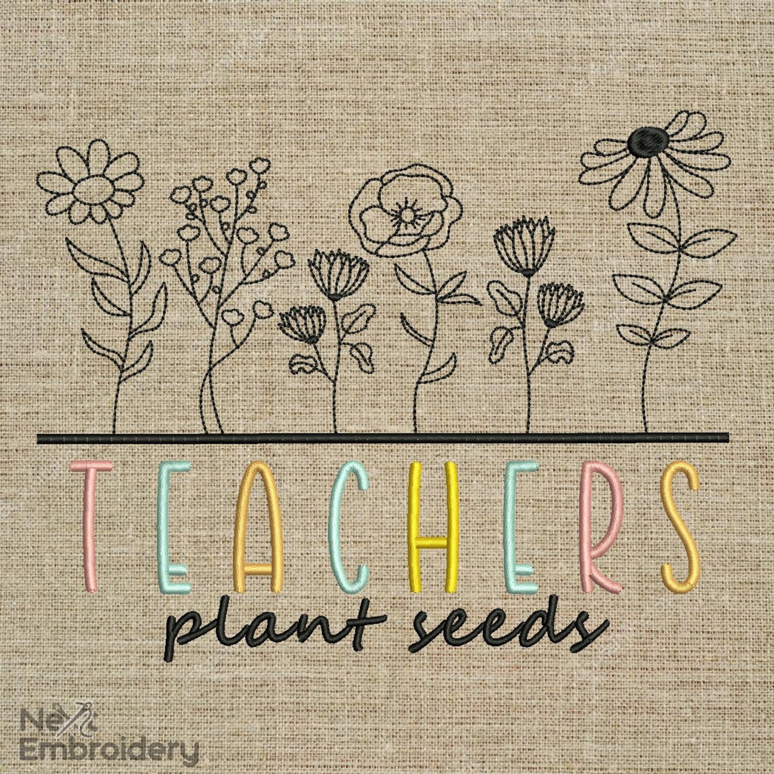 Teachers Embroidery Design, Back to School Machine Embroidery File ...