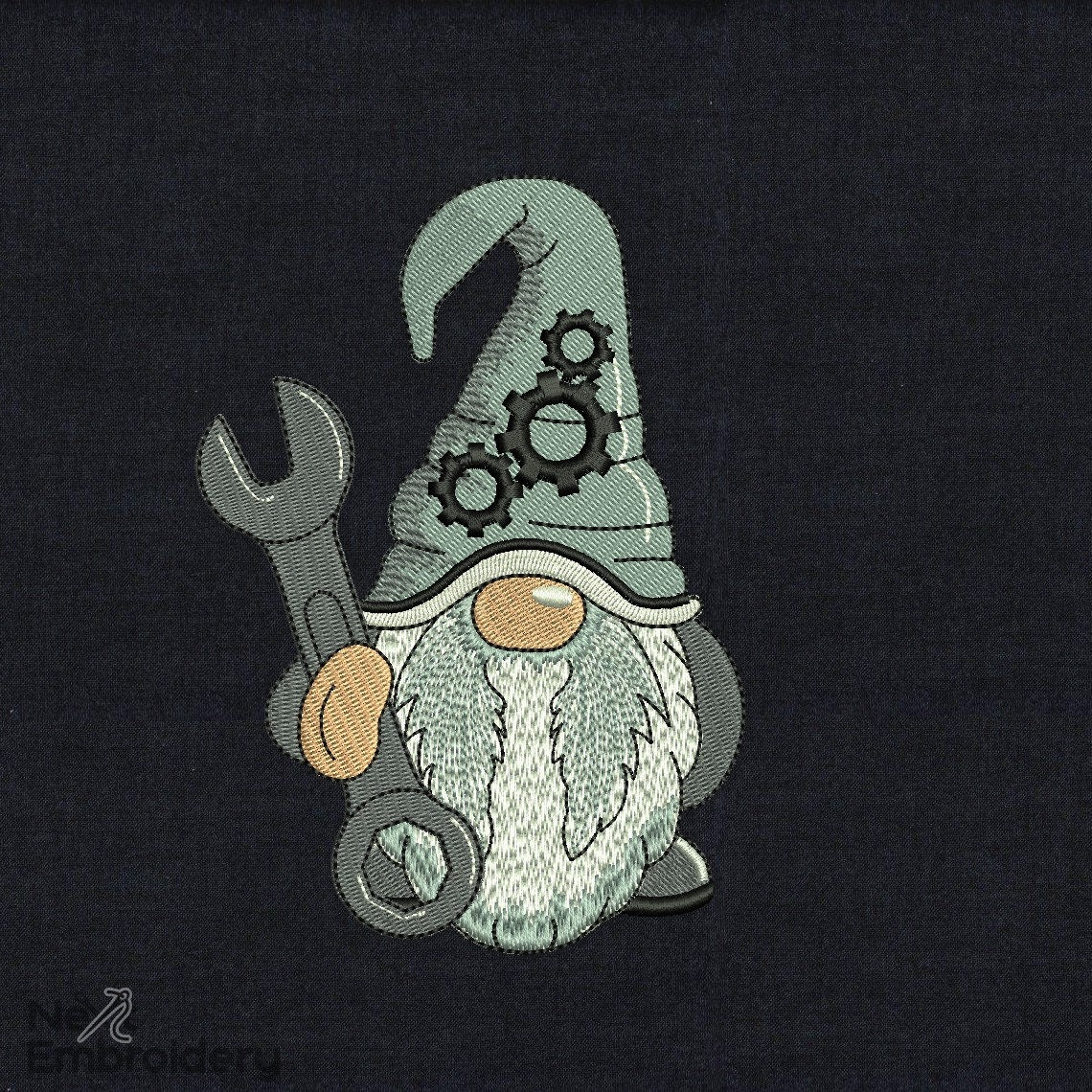 Mechanic Gnome Embroidery Design Gnome With Wrench Machine - Etsy