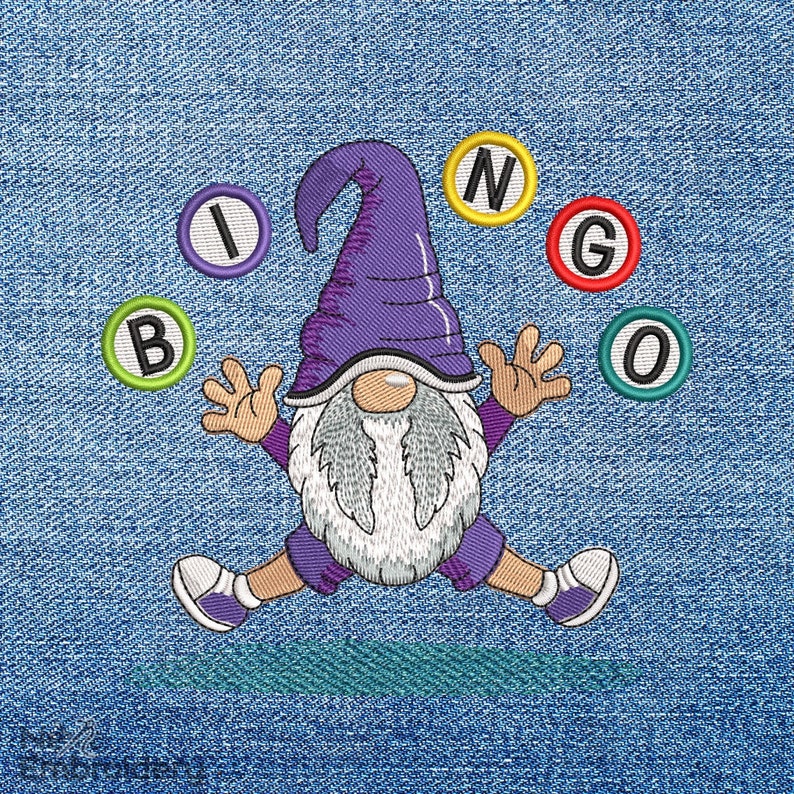 Bingo Gnome Embroidery Design, Bingo Player Embroidery Designs - Etsy