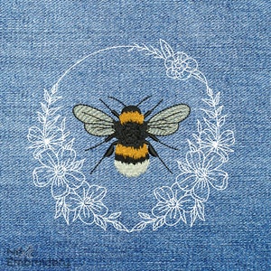 Floral Bee Embroidery Design, Retro Embroidery Design, Instant Download ...