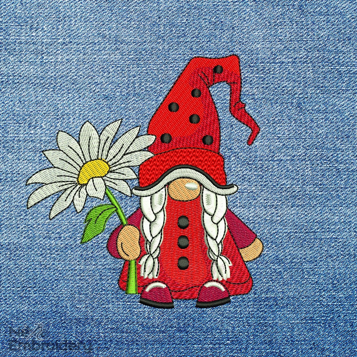 Ladybug Gnome Embroidery Design Marguerite Girl Summer - Etsy