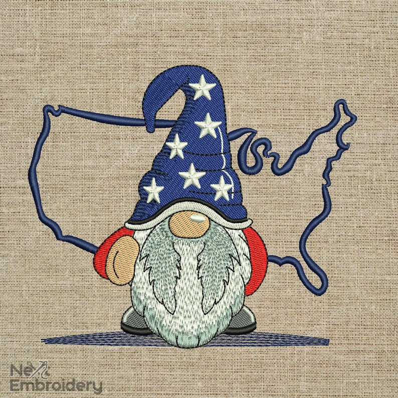 Patriot Gnome Embroidery Design Instant Download - Etsy