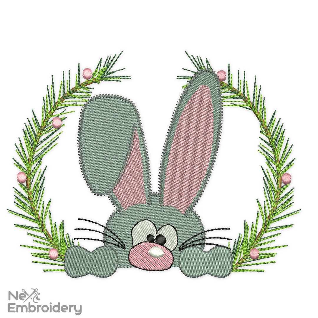 Bunny Wreath Embroidery Design. Rabbit Embroidery Design, Easter ...
