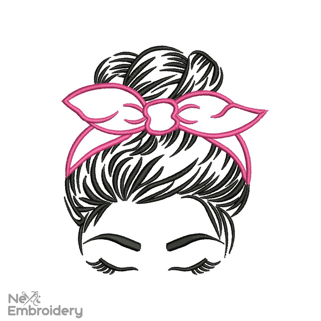 Messy Bun Embroidery Design, Mothers Day Embroidery File, Instant ...