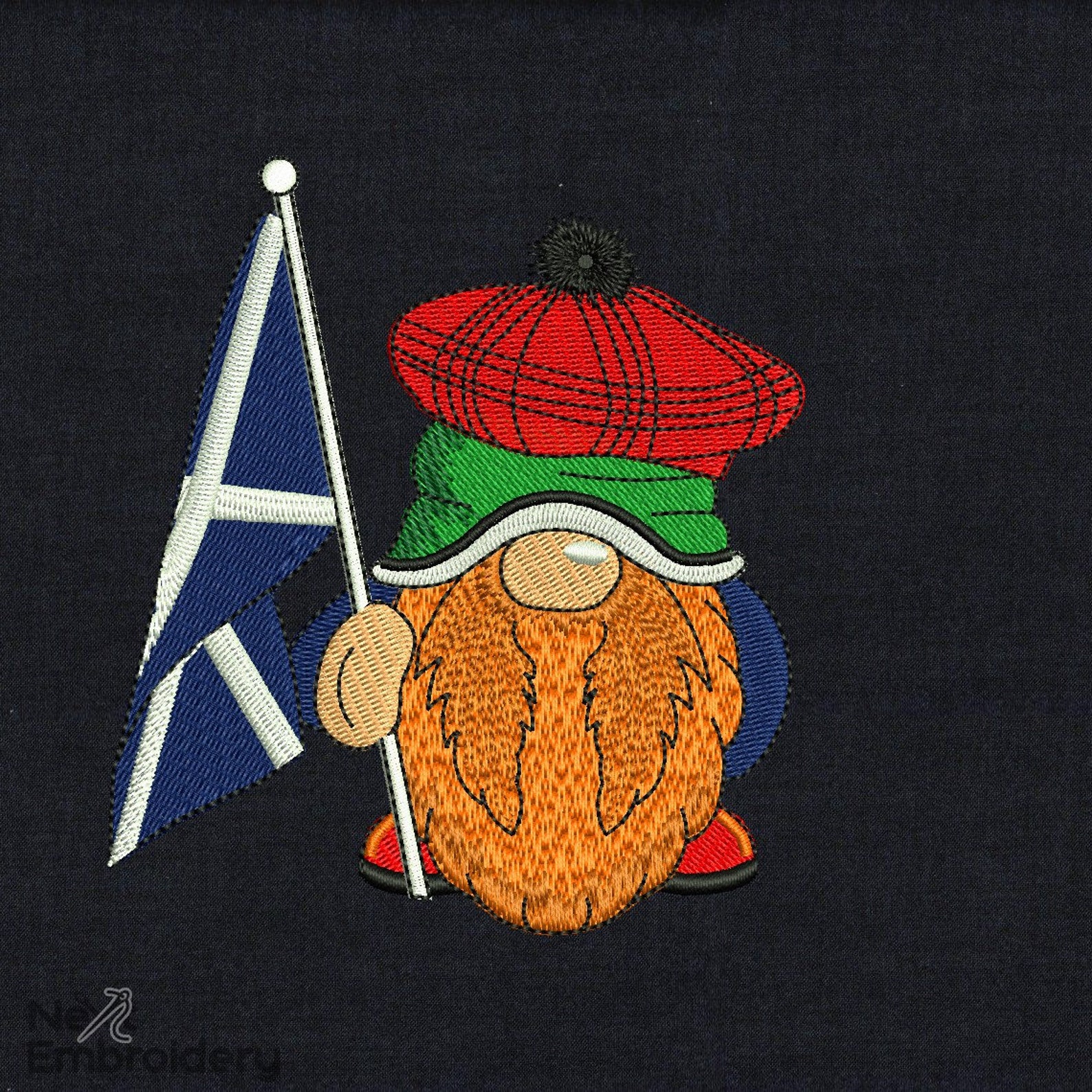 Scottish Gnome Embroidery Design, Scotland Embroidery, St Andrew's Day ...