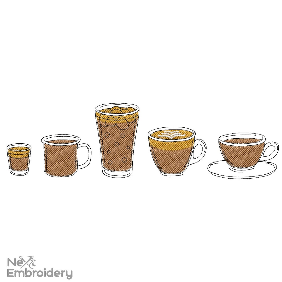 Coffee Embroidery Design, Coffee Lover Embroidery Design, Ice Coffee ...