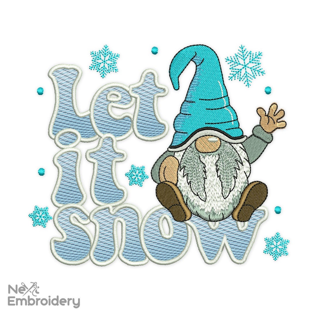 Let It Snow Gnome Embroidery Designs, Merry Christmas Machine ...