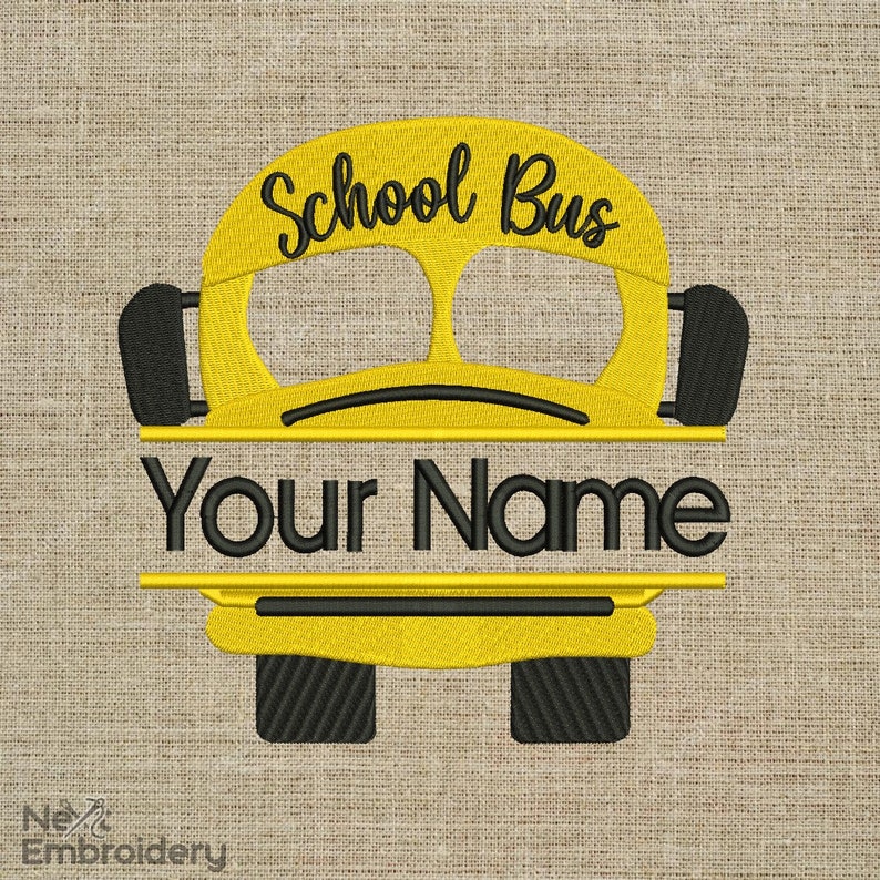 School Bus Embroidery Design. Split Back to School Embroidery. - Etsy