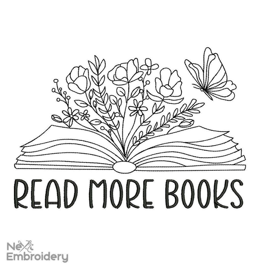 Read More Books Embroidery Design, Booktok Machine Embroidery File ...
