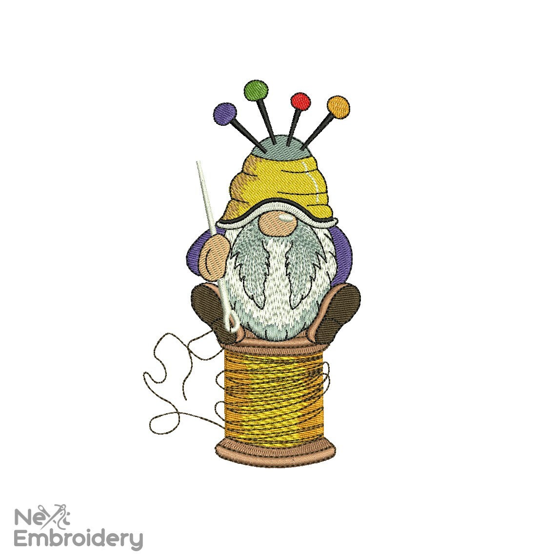 Sewing Gnome Embroidery Design. Spool Machine Embroidery Designs ...