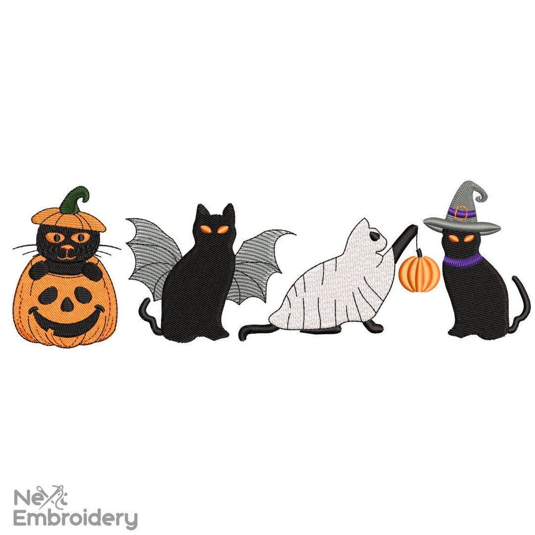 Halloween Black Cats Embroidery Design, Jack-o'-lantern Halloween ...