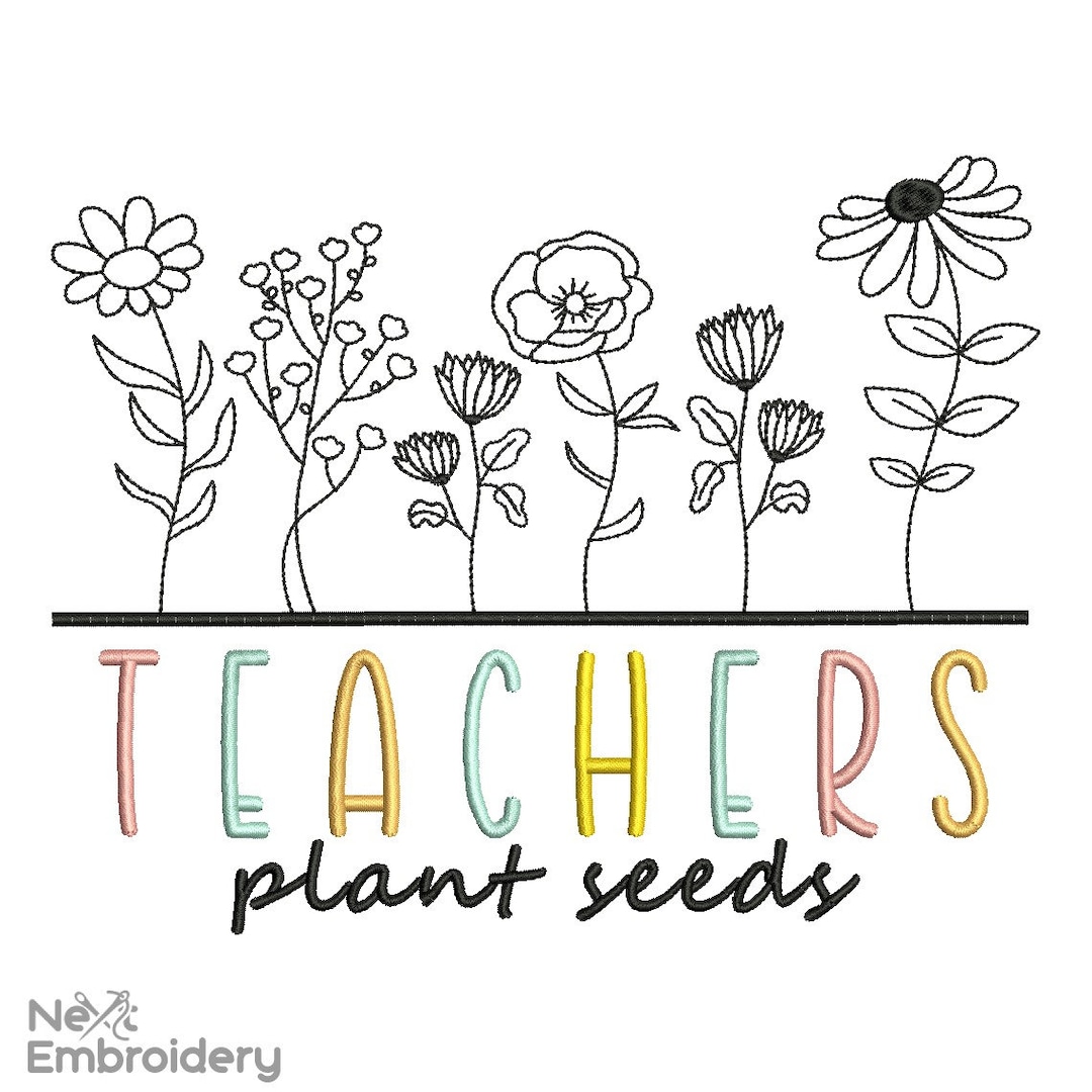 Teachers Embroidery Design, Back to School Machine Embroidery File ...